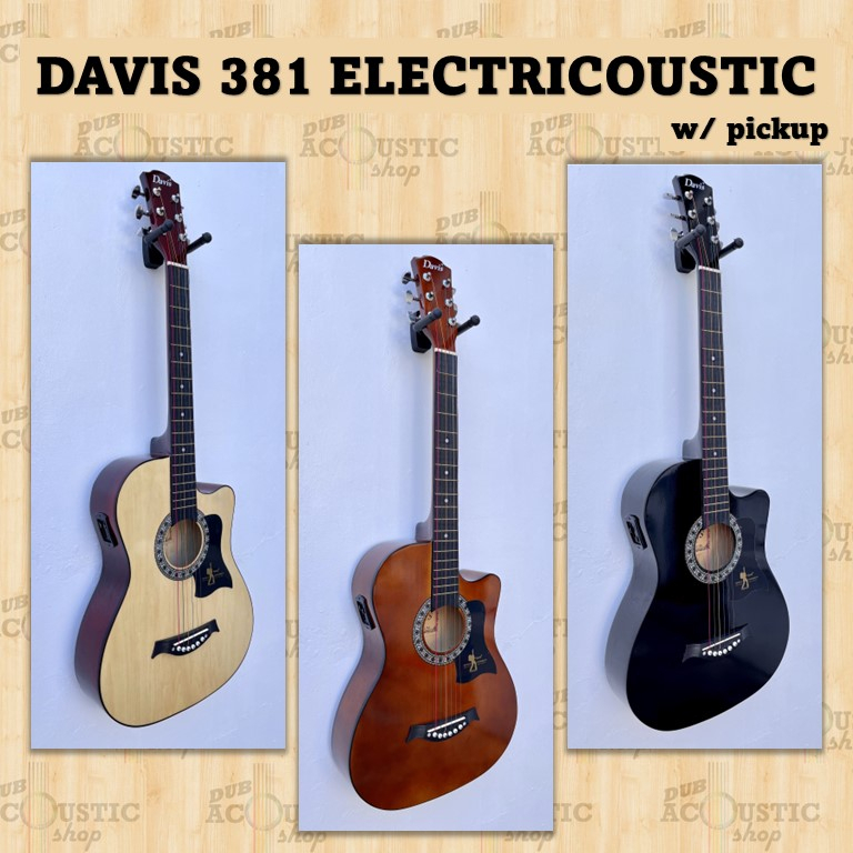 Davis 381-EQ Electric Acoustic Guitar w/ Trussrod, Colored Strings ...