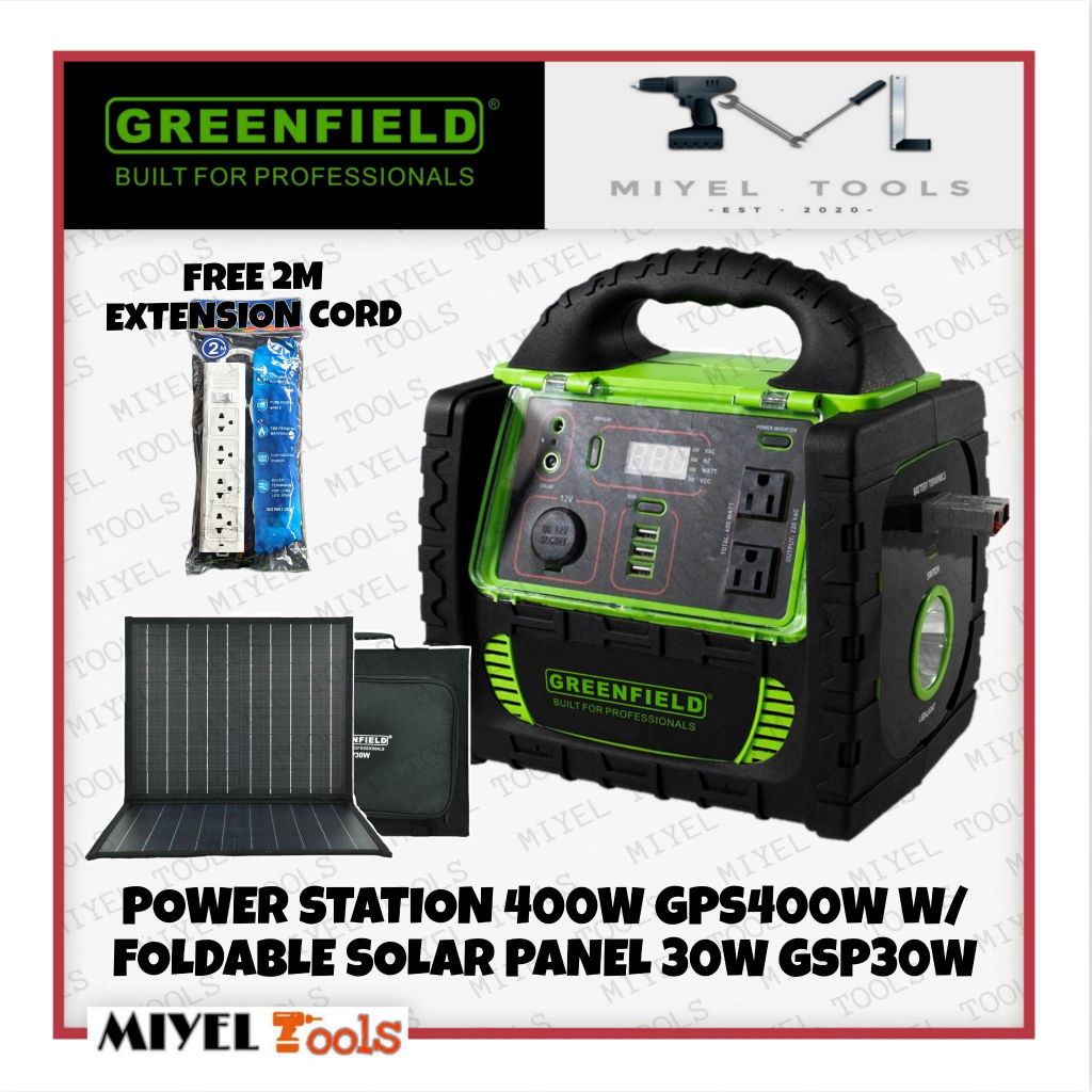GREENFIELD Rechargeable Power Station 400W GPS400W w/ Foldable Solar ... GREENFIELD Rechargeable Power Station 400W GPS400W w/ Foldable Solar ...