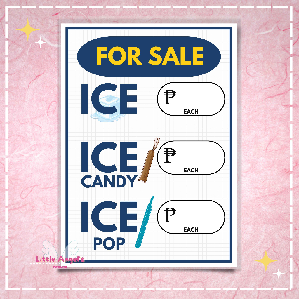 ICE CANDY FOR SALE SIGNAGE (A4 LAMINATED) | Shopee Philippines