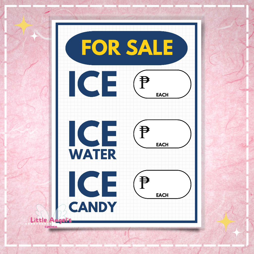 ICE CANDY FOR SALE SIGNAGE (A4 LAMINATED) | Shopee Philippines