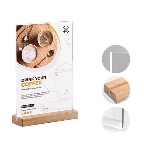 Acrylic Table Sign with Wooden Stands,Menu Table Display Picture Stand ...