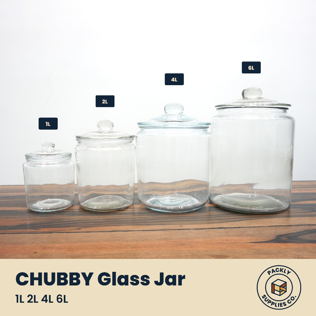 (1PC) CHUBBY Glass Storage Jar 1L 2L 4L 6L | Shopee Philippines