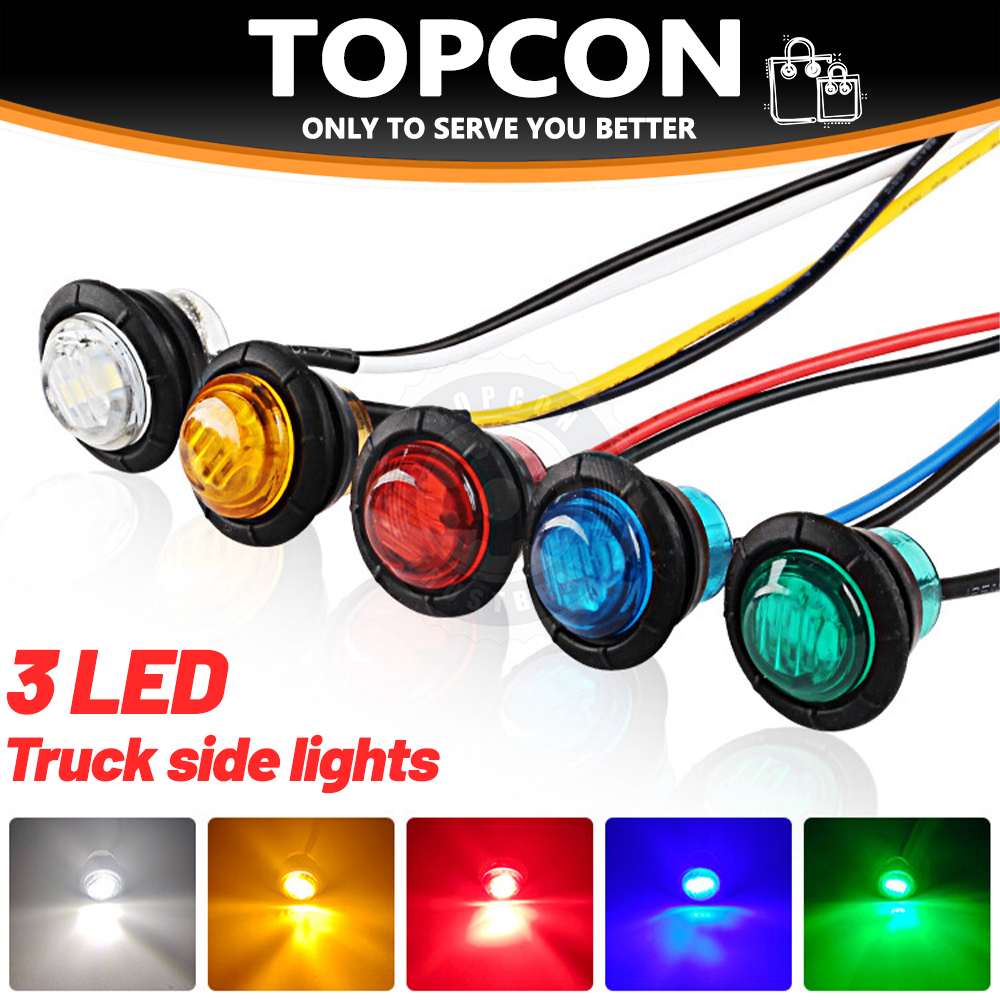 1pcs 3LED Round Truck Side Light Indicator Light Tail Light For Car ...