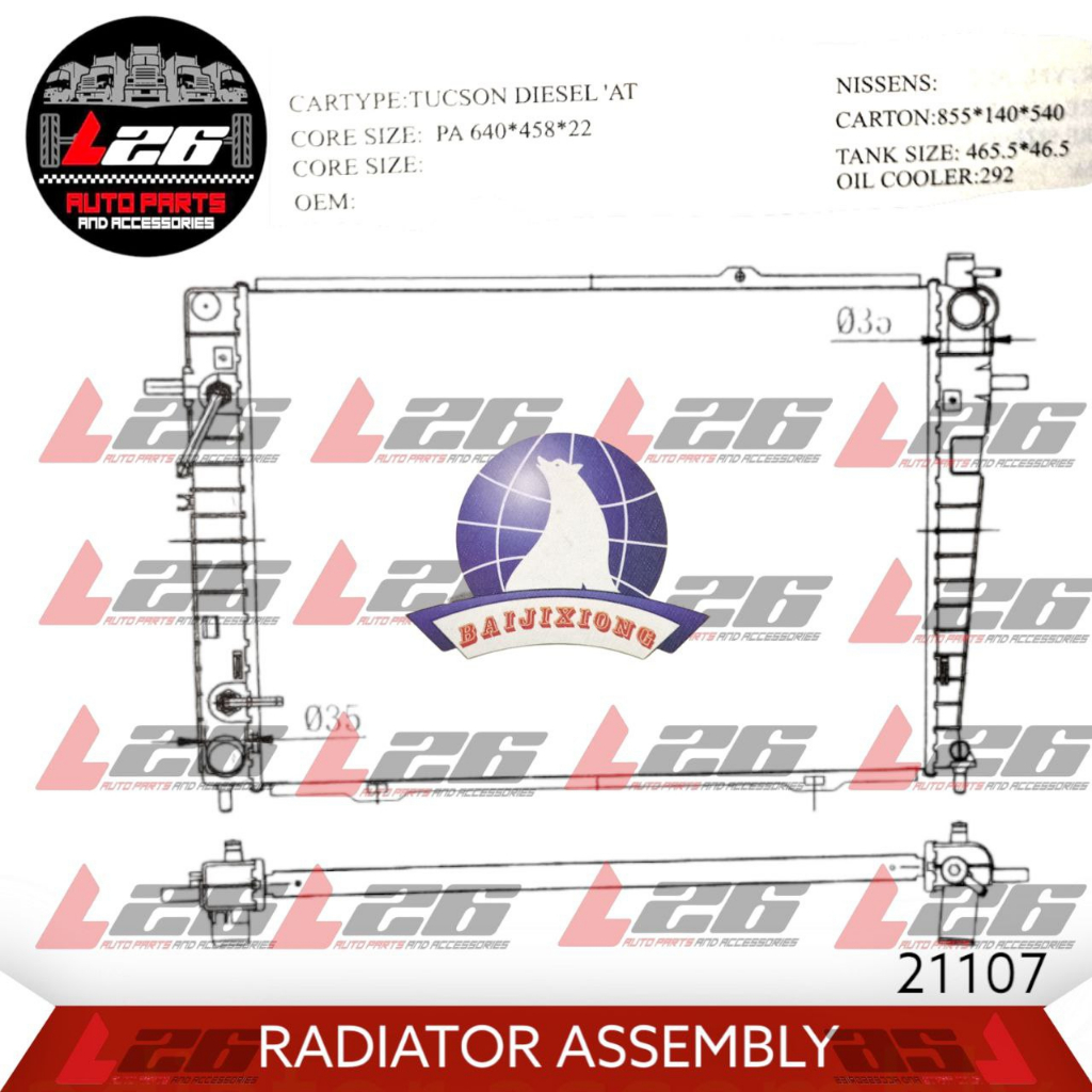 21107 Hyundai Tucson Diesel 2006 Radiator Assembly A/T PA22 1ROW (Polar ...