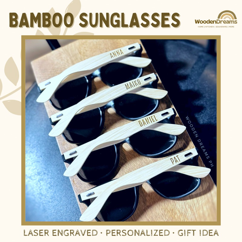 Personalized Bamboo Wooden Sunglasses Shades (Laser Engraving) | Shopee ...