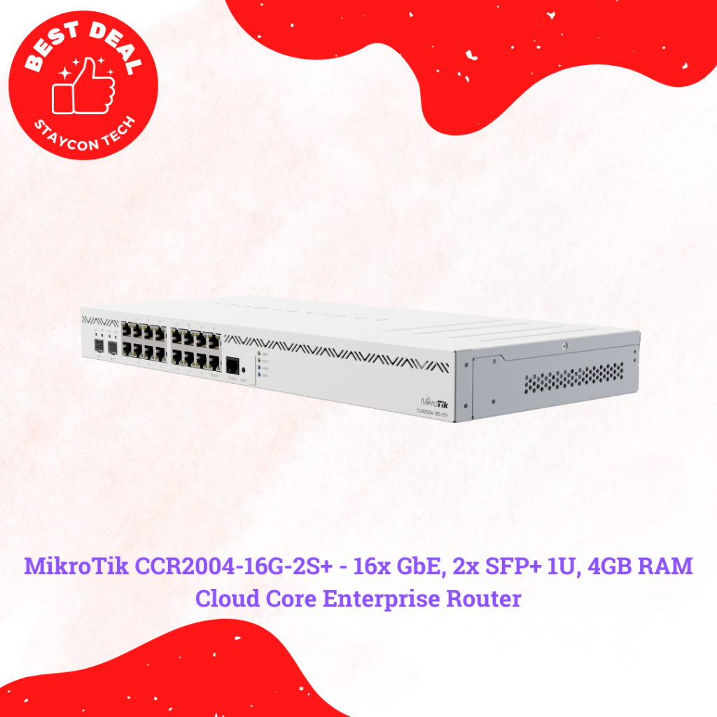 MikroTik CCR2004-16G-2S+ - 16x GbE, 2x SFP+ 1U, 4GB RAM Cloud Core ...