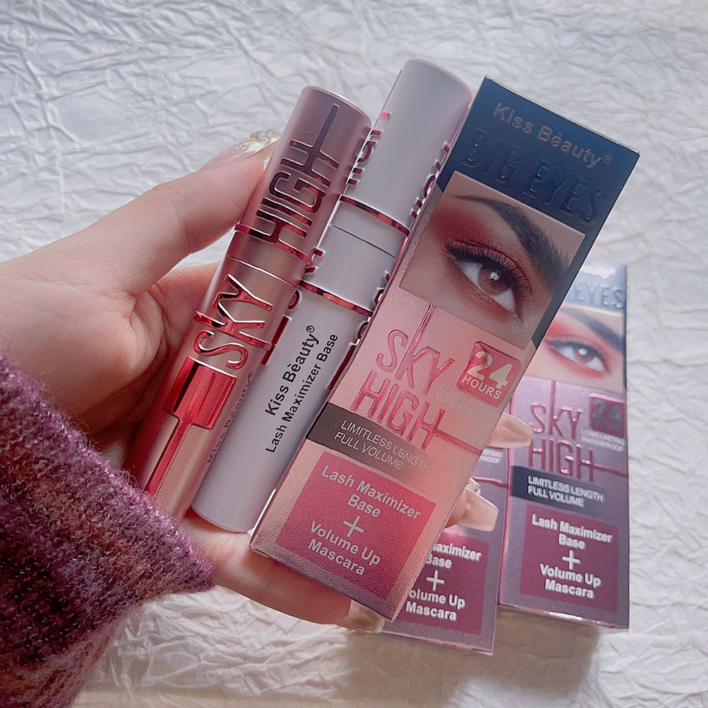 NEW Kiss beauty Sky High 24Hours limitless length full volume lash maximizer + Volume up mascara ...