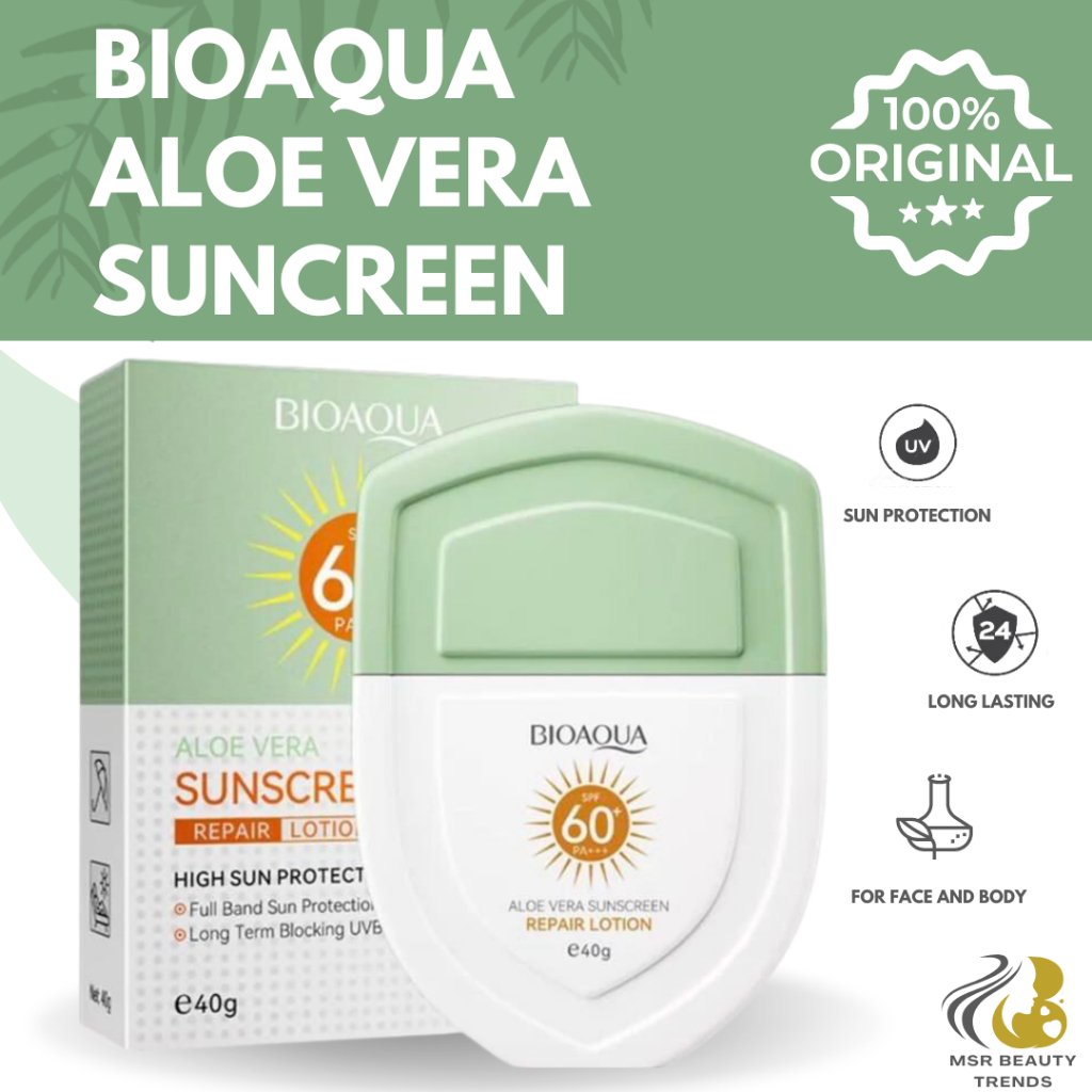 NEW!! BIAQUA ALOE VERA SUNCREEN REPAIR LOTION SPF 60+ 40G | Shopee ...