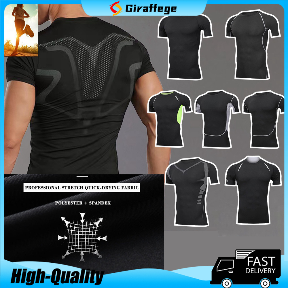 【Local shipment】Men`s Compression T-Shirts Short Sleeve Top Sport ...