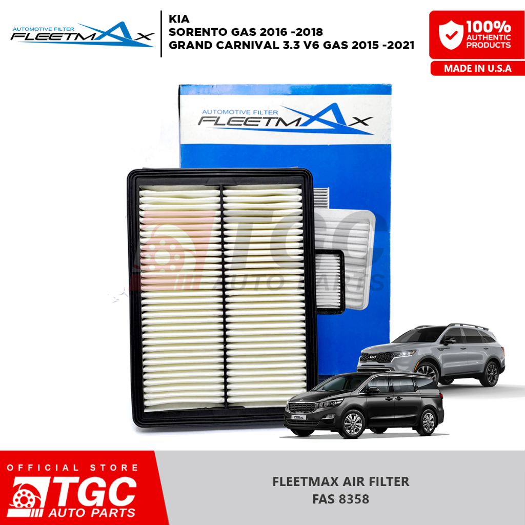 Fleetmax Air Filter Air Cleaner KIA SORENTO GAS 16 -18/GRAND CARNIVAL 3 ...