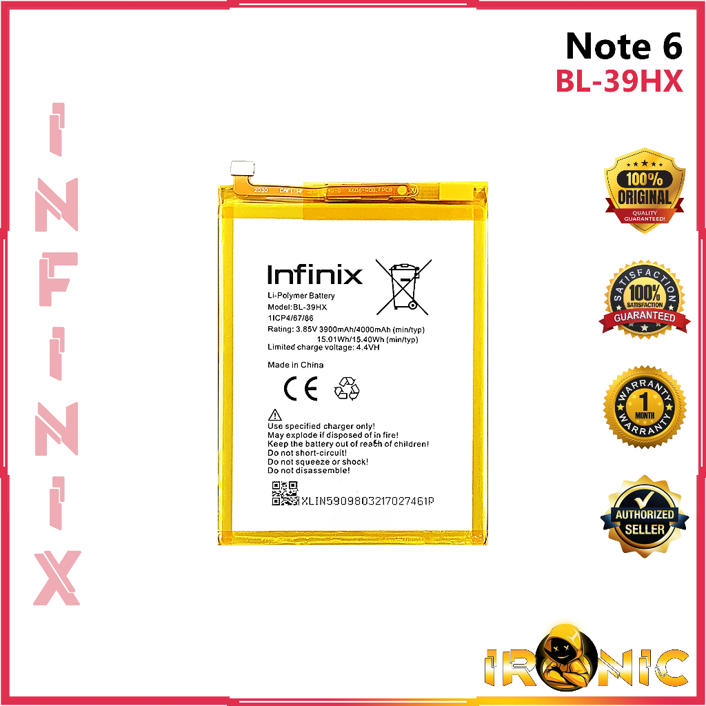 Infinix Note 6 Battery Model BL-39HX Original Equipment Manufacture ...