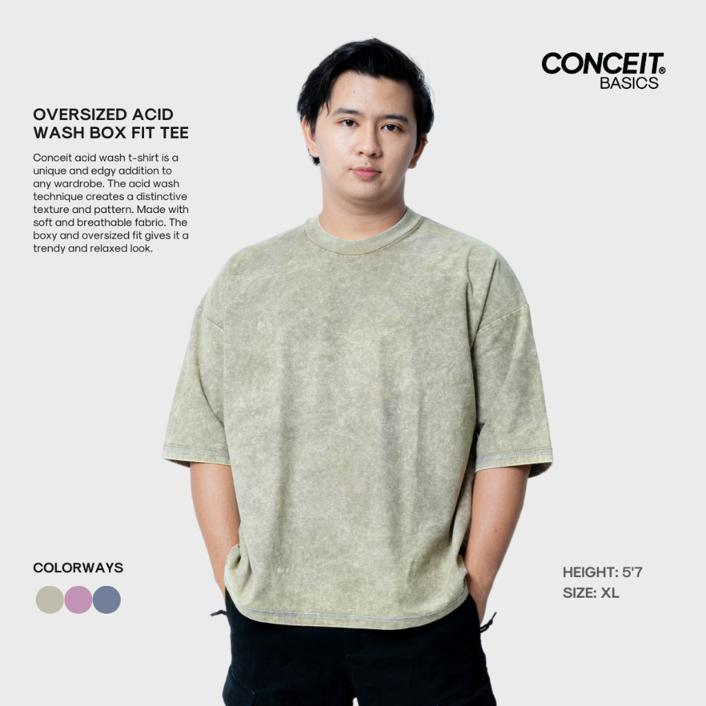 CONCEIT Vintage Oversized Acid Wash Box Fit Tee | Shopee Philippines