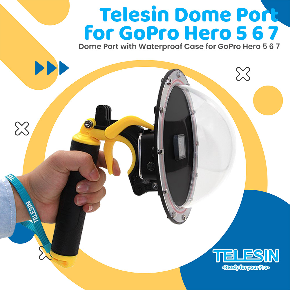 TELESIN Dome Port For GoPro Hero 5 GoPro Hero 6 Hero 7 With Pistol ...
