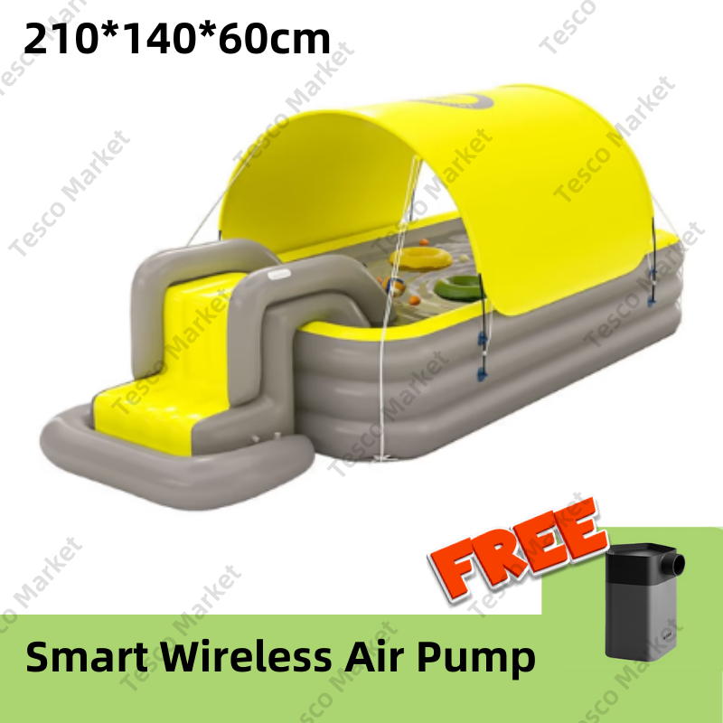 Inflatable Swimming Pool With Slide & Awning New Inflatable Playground ...