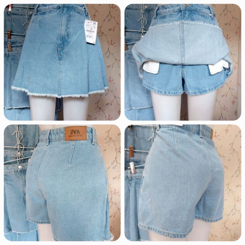 SUPER SALE! ZARA DENIM SKORT HIGHWAISTED NON STRETCH PALDA SHORTS ...