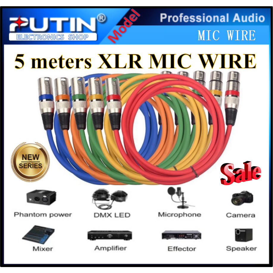 The 5m (XRL MIC WIRE) 3-Pin XLR Microphone Cable Male to Female ...