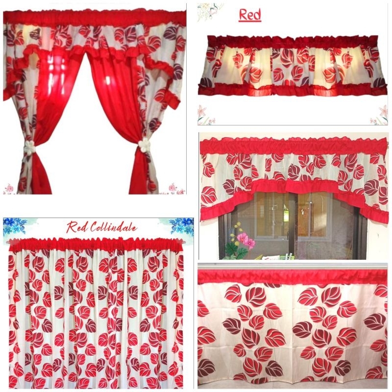 Big Leaves Collindale Design Red Matchy matchy Curtains Kurtina ⭐ ...