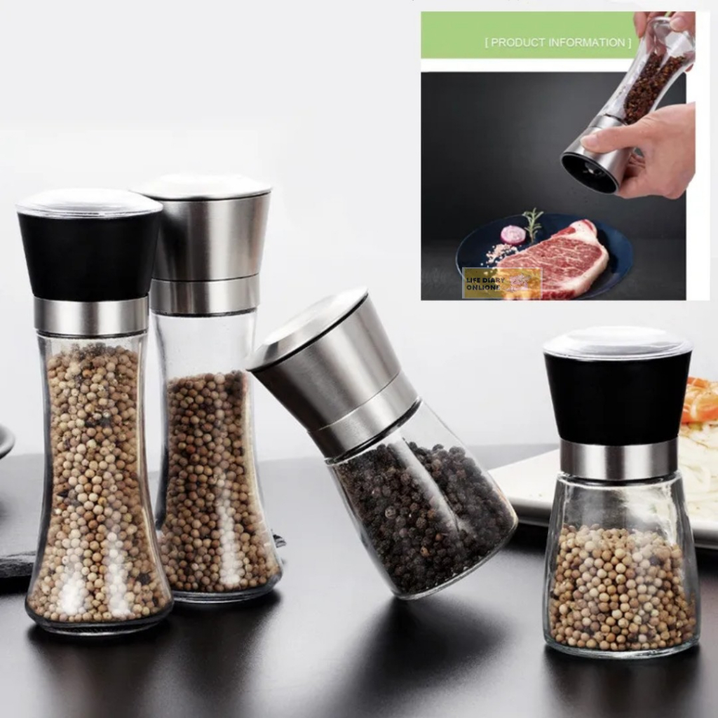 Manual Glass Pepper Grinder Salt Pepper Mill Grinder Spice Grinding ...