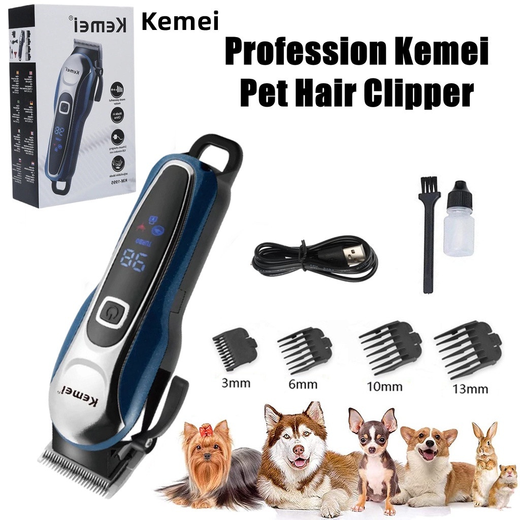 KEMEI Razor Professional Dog Pet Grooming Kit Pet Cat Hair Cordless ...