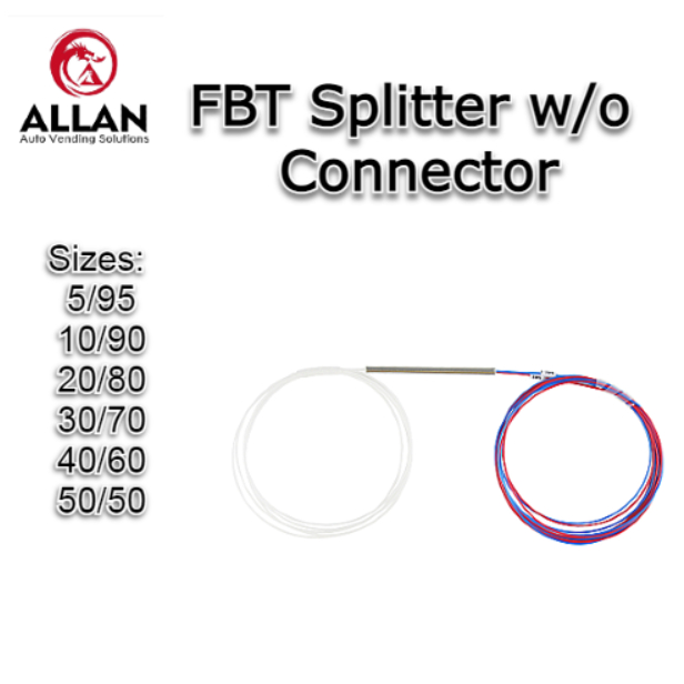 Allan Fiber Optic FBT Wire No Connector 1x2 Sc 5:95/ 10:90 / 30:70/ 40: ...