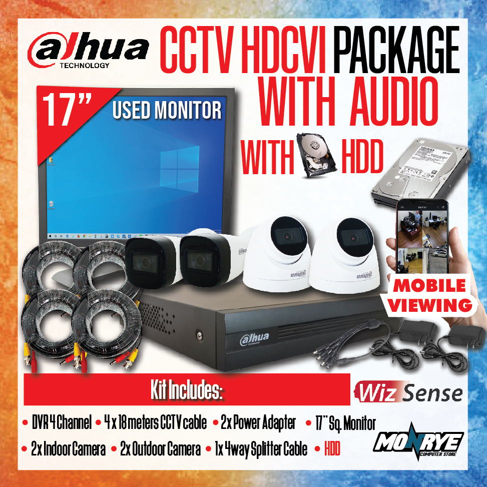 DAHUA PACKAGE WITH AUDIO / DVR 4 Channel / WITH HARD DISK OPTIONS / 4 ...