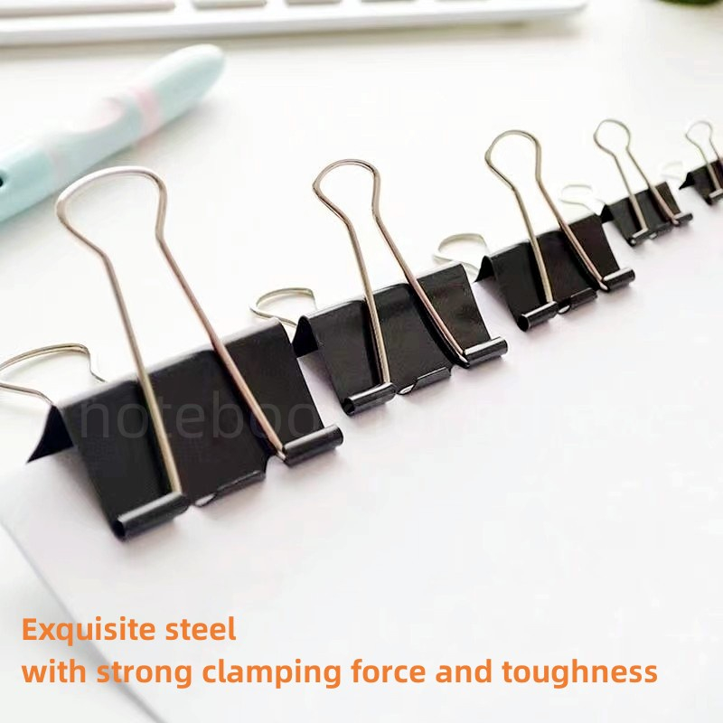 12pcs Black Binder Clips Paper Multipurpose 15mm 19mm 25mm 32mm 41mm ...