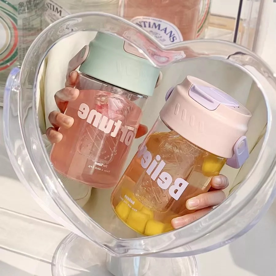 New cute water cup straw cup water bottle accompanying cup simple water ...