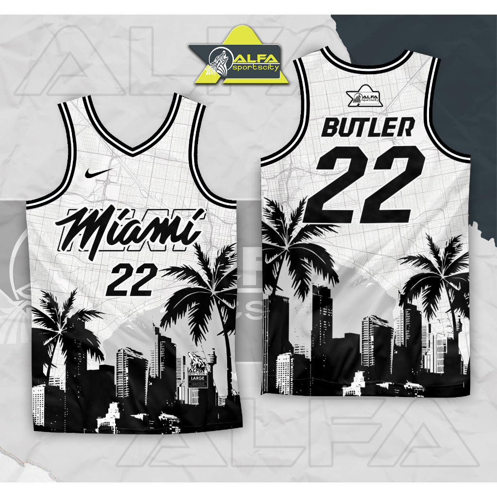 NEW DESIGN - MIAMI BUTLER CITY BLACK WHITE FULL SUBLIMATION BASKETBALL ...