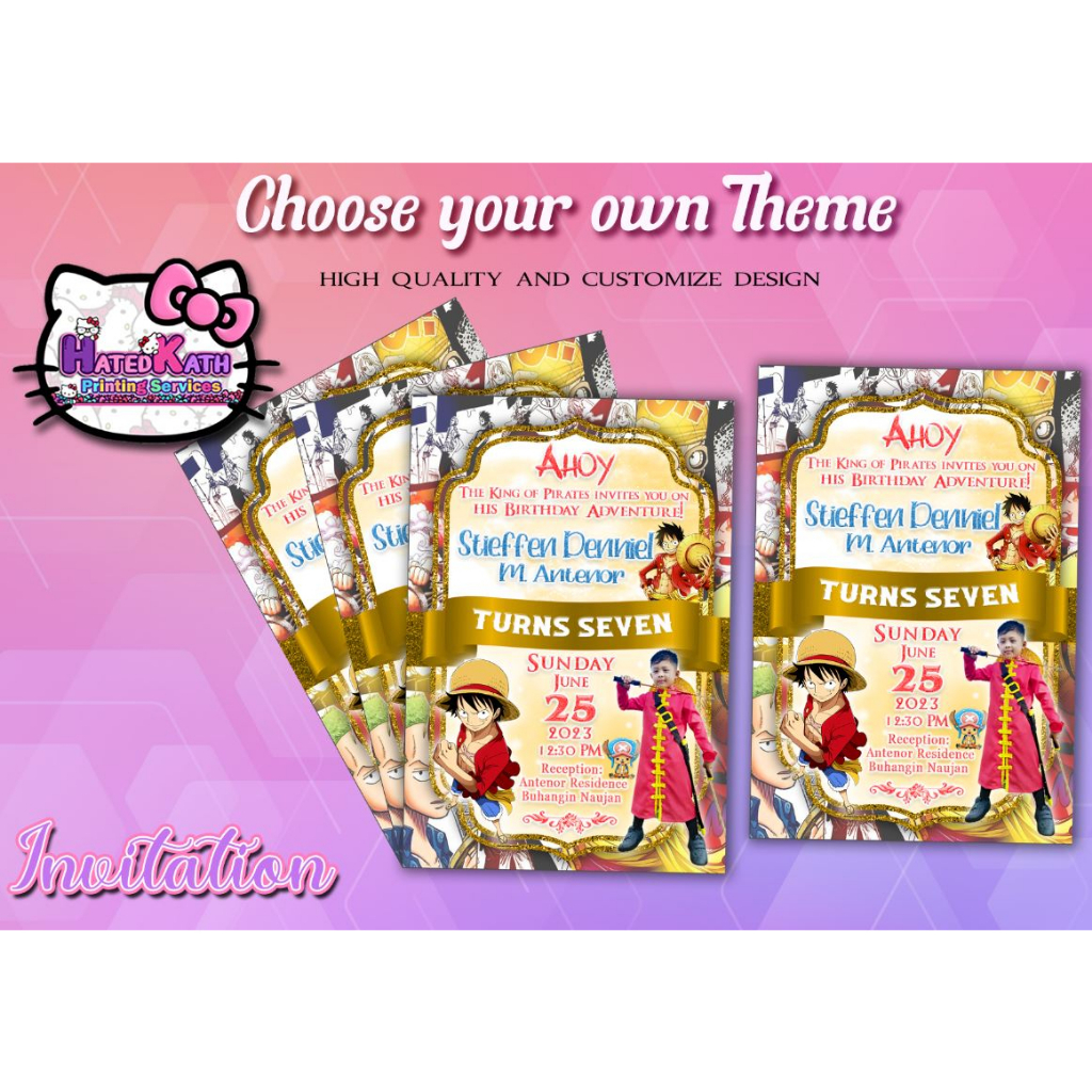 CUSTOMIZED INVITATION CARD | BIRTHDAY | Luffy | Onepiece | Shopee ...