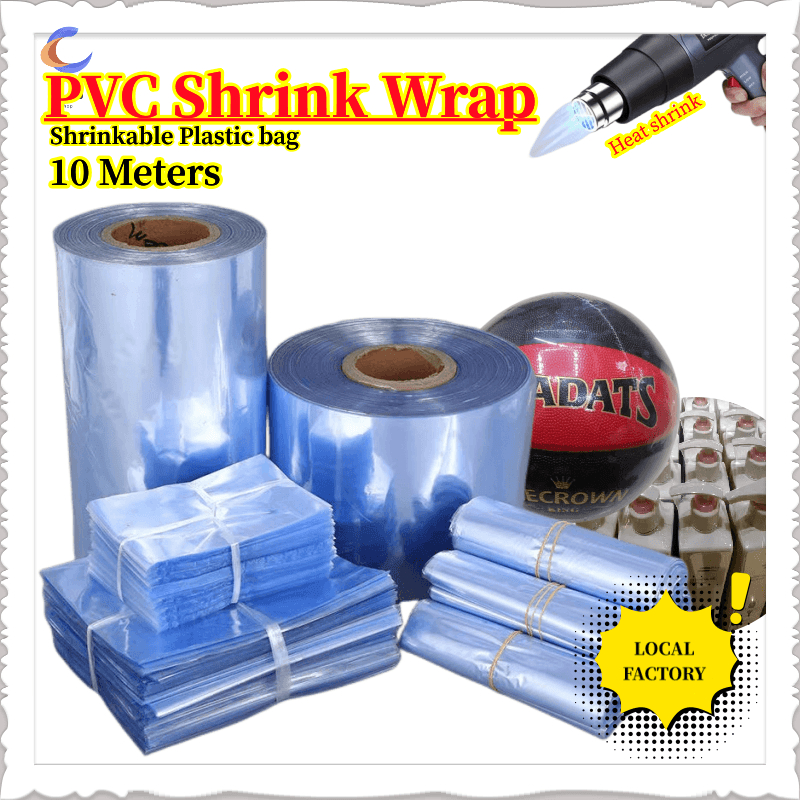10Meters Clear PVC Plastic Heat Shrink Wrap Bags For Packaging ...