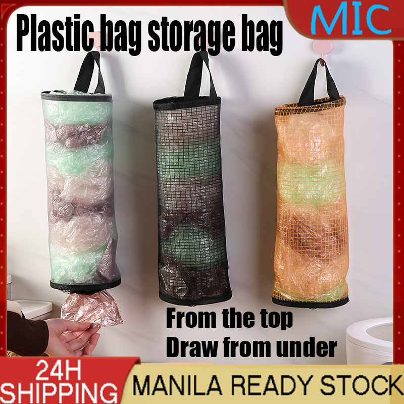MIC Kitchen Mesh Garbage Bag Organizer Dispenser Trash Bags Holder ...