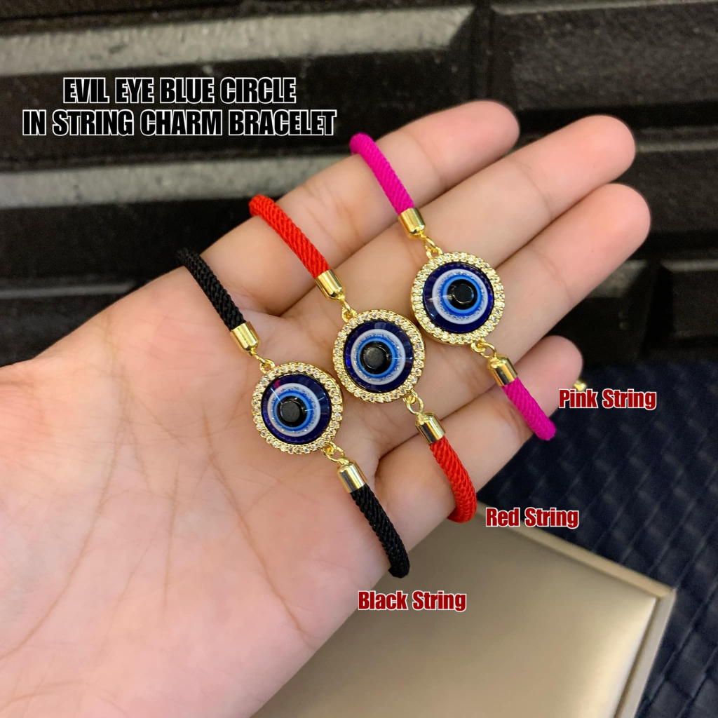 EVIL EYE BLUE CIRCLE IN STRING CHARM BRACELET | Shopee Philippines