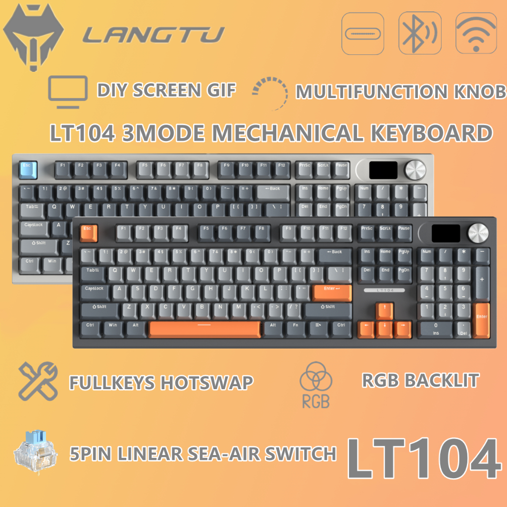 LANGTU LT104 Mechanical keybaord RGB backlit Hotswap Knob DIY Screen ...