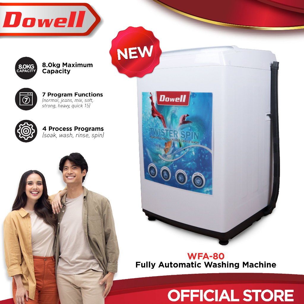 Dowell WFA-80 8kg Capacity Fully Automatic Washing Machine with Dryer 7 ...