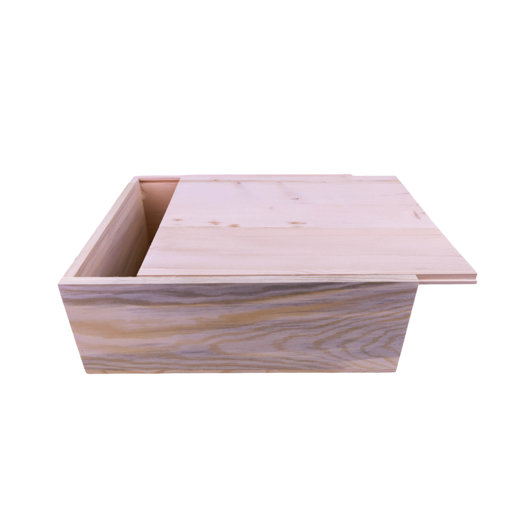 Wooden Box With Wooden Sliding Cover 33cm x 25.5cm x 13cm | Shopee ...