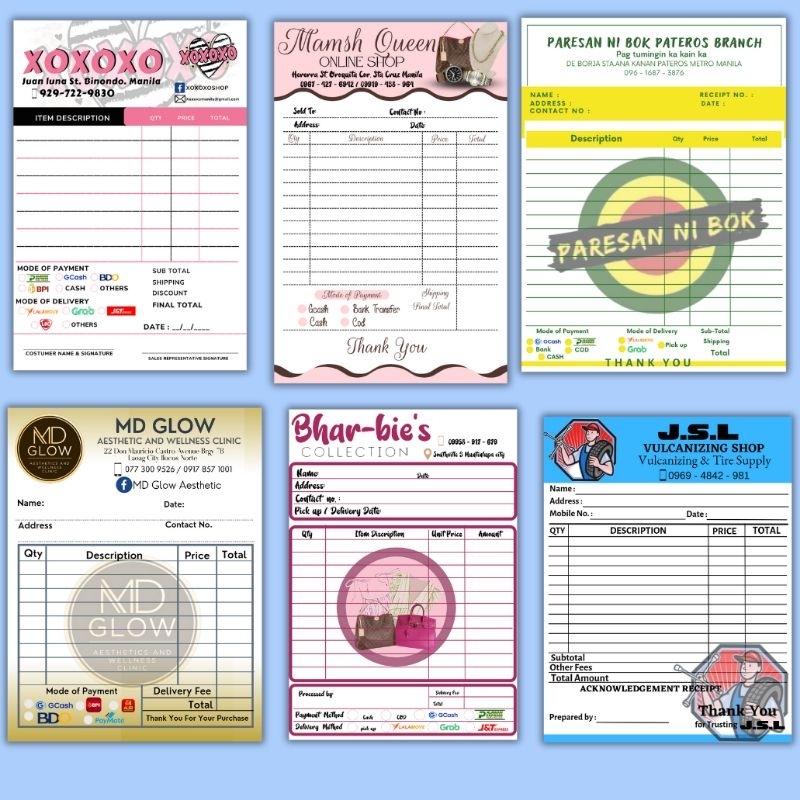 customized receipts free basic layout with duplicate 50/50 without ...