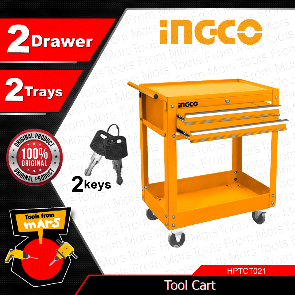 INGCO Tool Cart Organizer Box with Wheels Utility Cart Trolley Cabinet ...