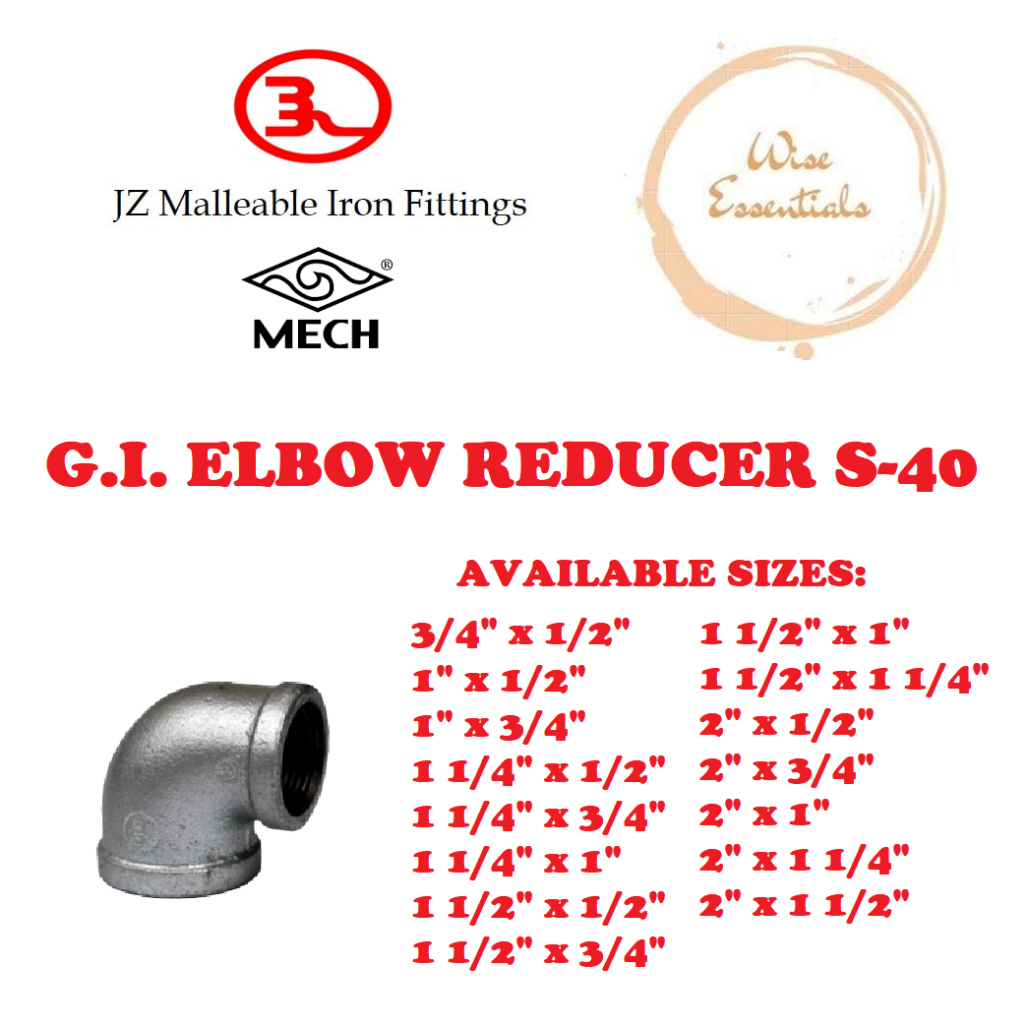 MECH G. I. Elbow Reducer S40 3/4" to 1 1/2" | Shopee Philippines