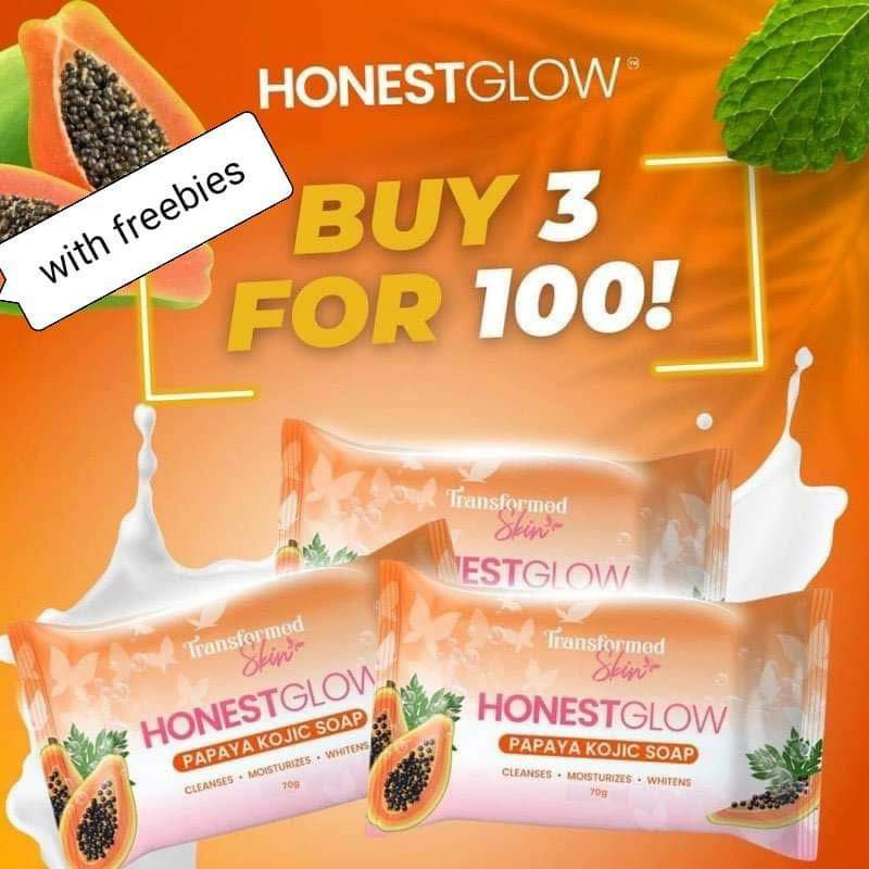 3 pcs honestglow kojic papaya soap 70g | Shopee Philippines
