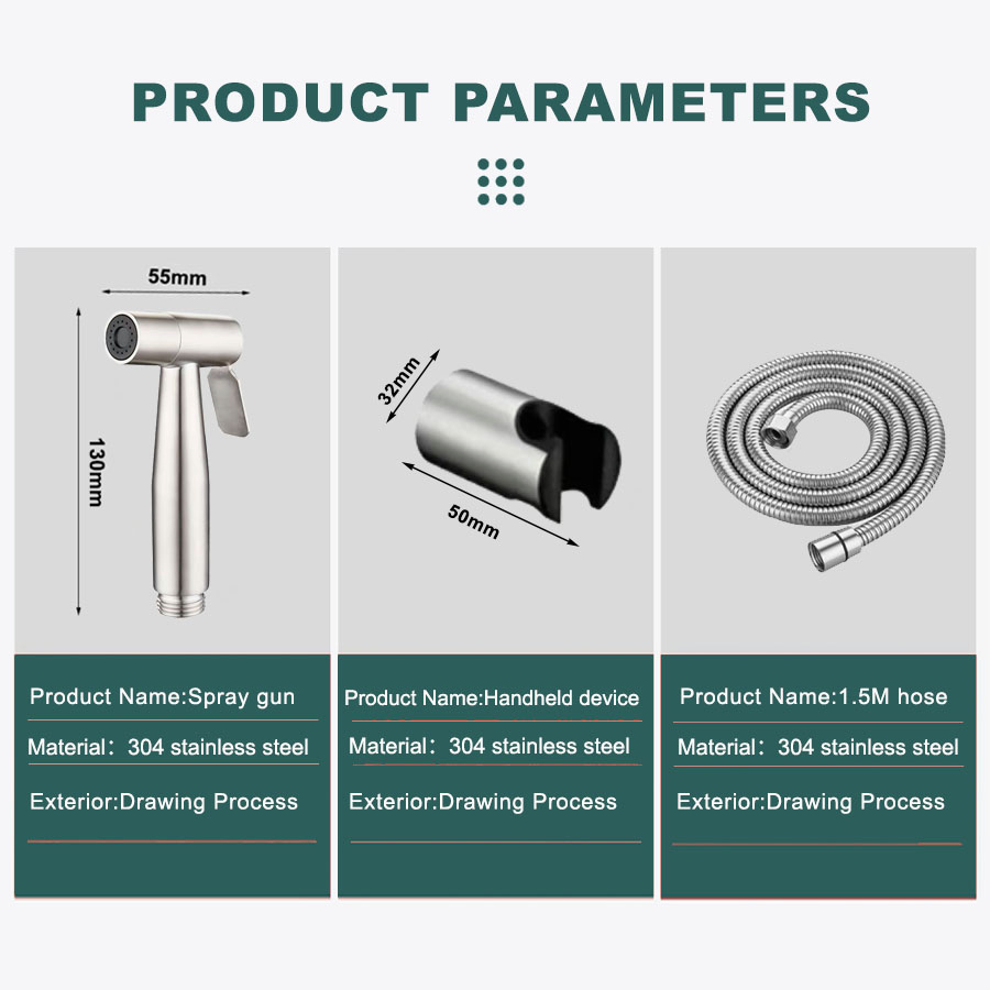 TQTQ SUS304 Bidet Set Portable Shower Toilet Heavy Duty Bidet Spray Set ...