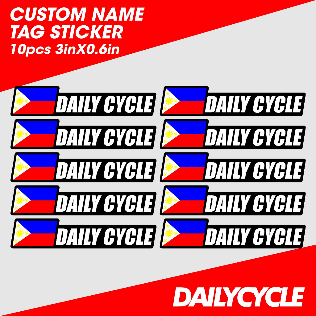 CUSTOM NAME TAG WITH PH FLAG STICKER 10PCS | Shopee Philippines