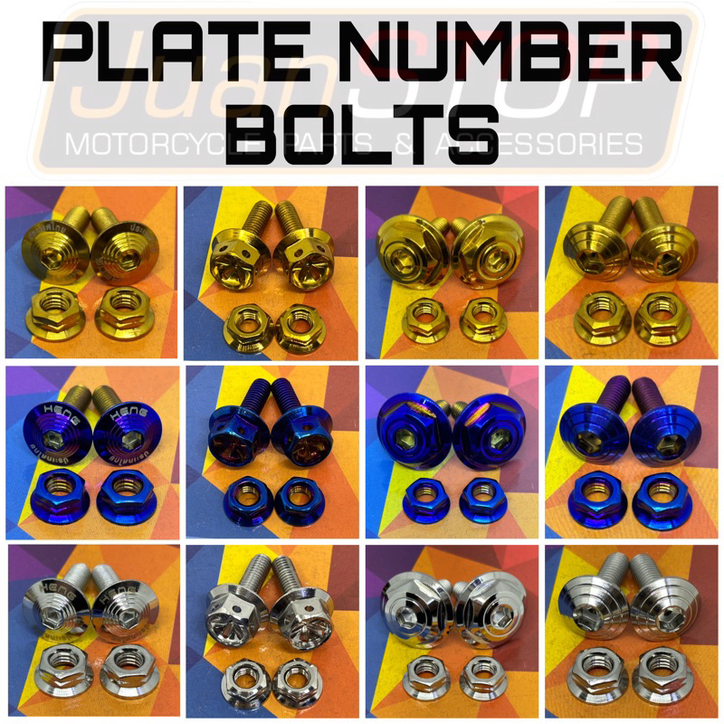 Heng Plate Number Bolts With or Without Nut (SOLD BY PAIR) | Shopee ...