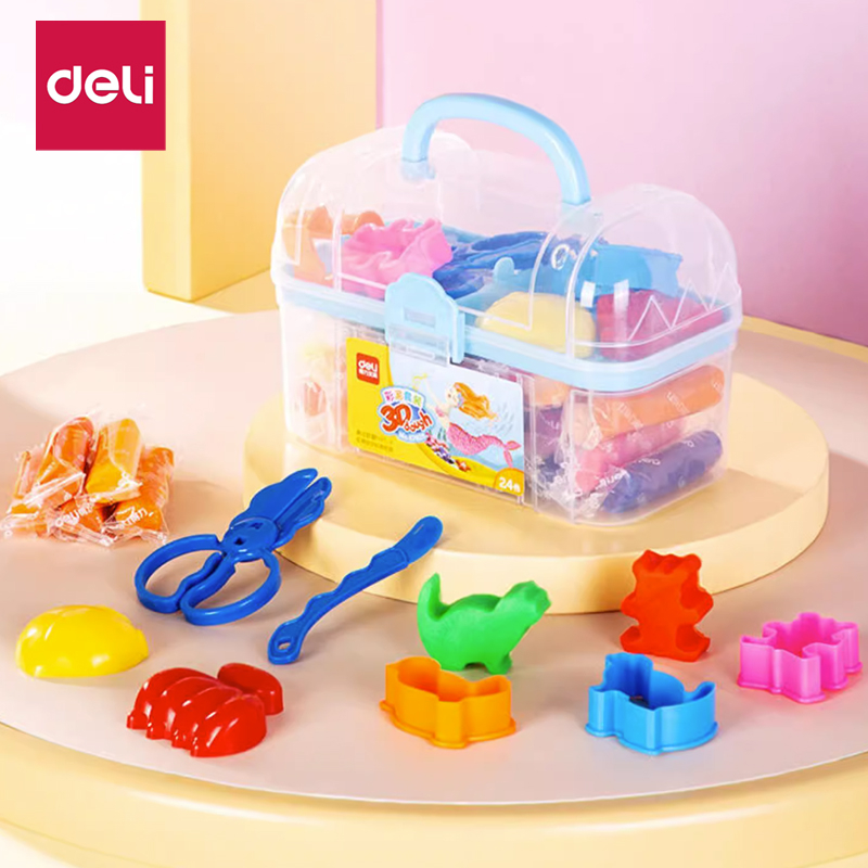 Deli Non-Toxic 24 Colors Plasticine Set Student DIY Handmade Colored ...