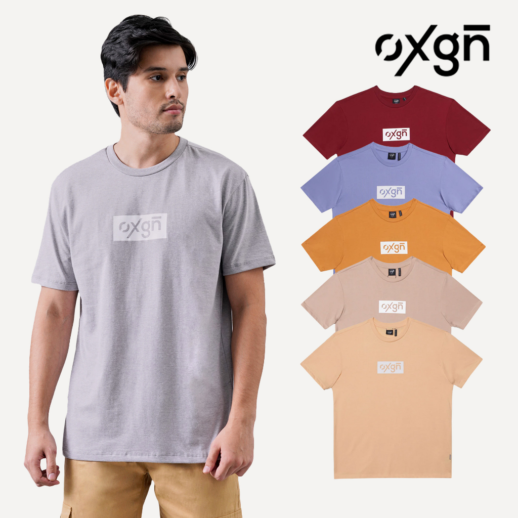 OXGN Logo Regular Fit Graphic T-Shirt For Men (Gray/Lilac/Light Yellow ...