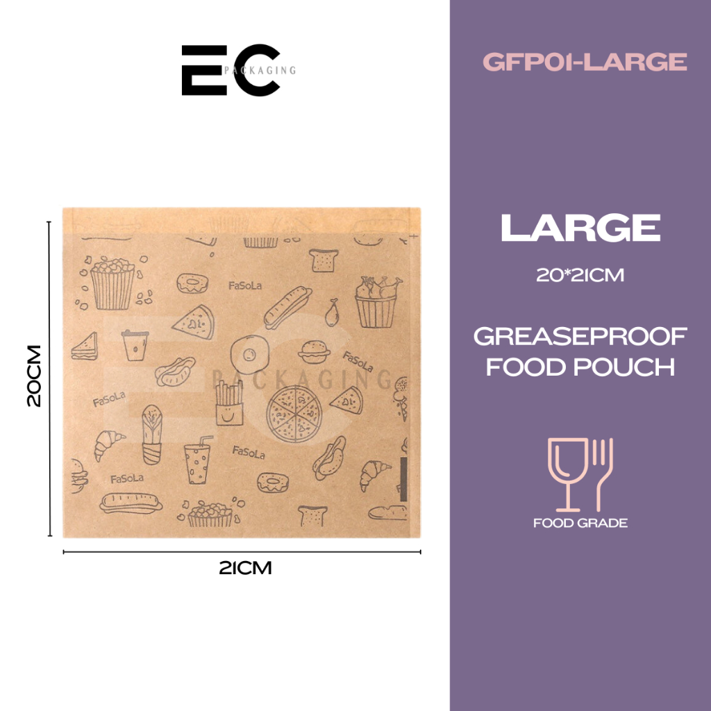 [EC] 100Pcs Greaseproof Paper Bag Pouch Food Wrapper Sandwich Pouch ...