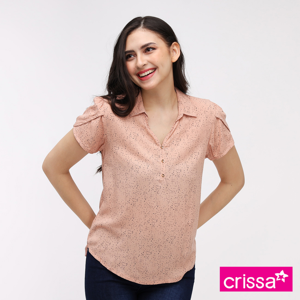 Crissa Woven Printed Rayon Short Sleeves Blouse CSLT18-0007 | Shopee ...
