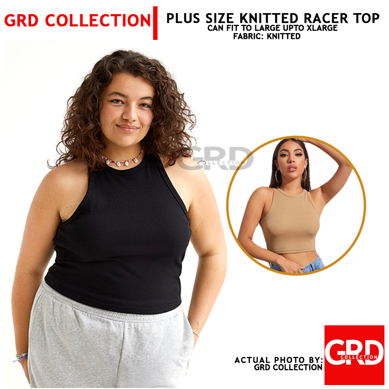 GRD Plus Size Ribbed Knit Halter Tank Racer Top Sando | Shopee Philippines