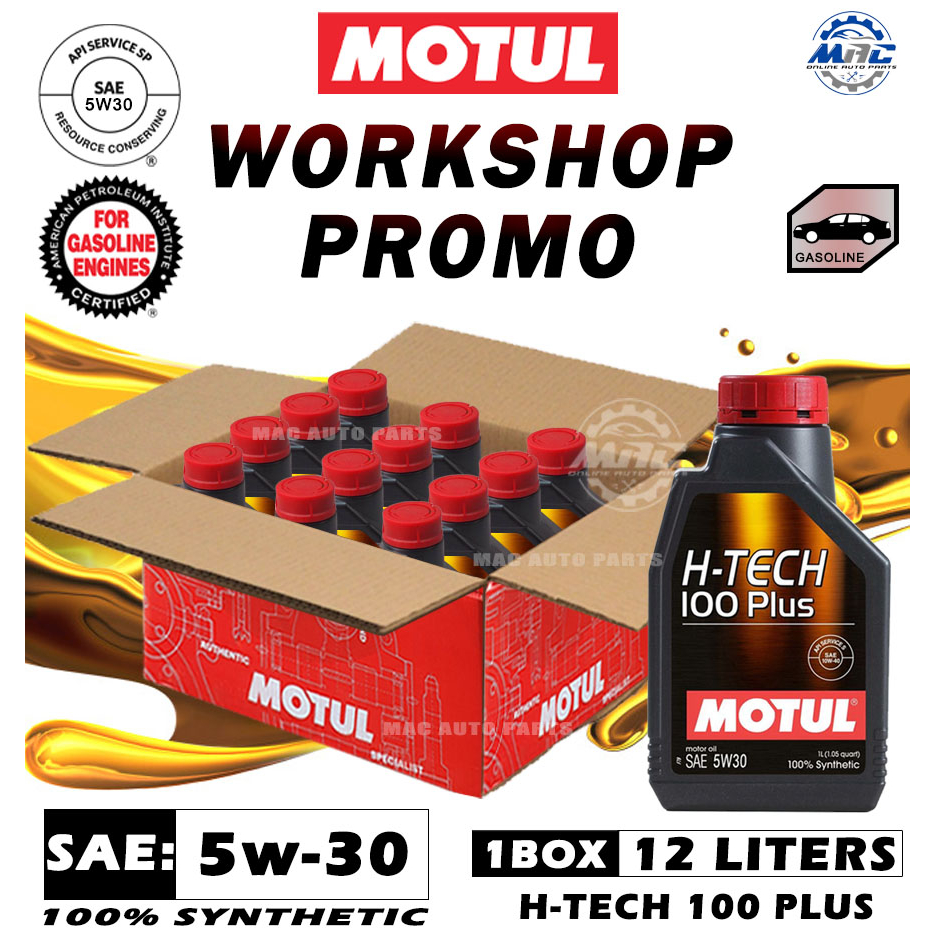 Motul H-Tech 100 Plus 5w-30 100% Synthetic Gasoline Engine Oil 12 ...