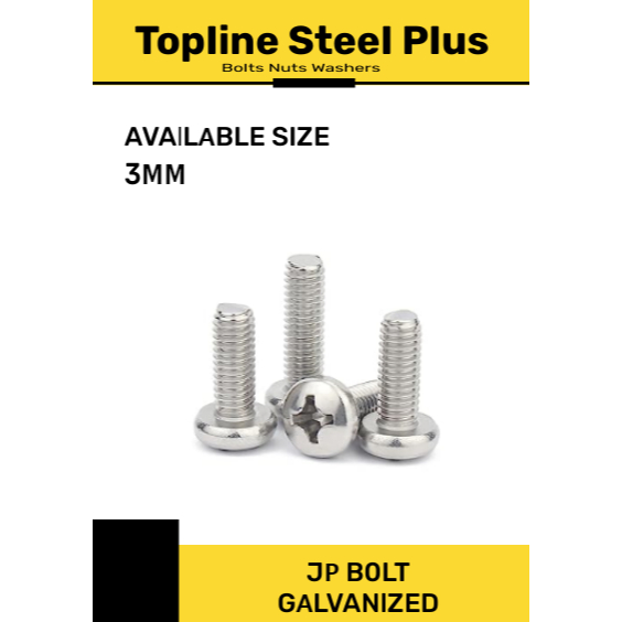 (100 Pcs.) M3 x 10-50mm Machine Screw (JP Bolt) | Shopee Philippines