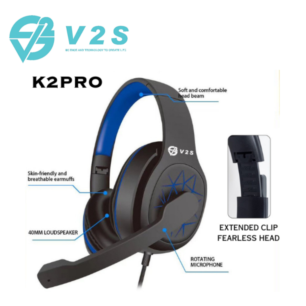 V2S K2pro 3.5mm Jack Wired Gaming Headphone With Stereo Microphone ...